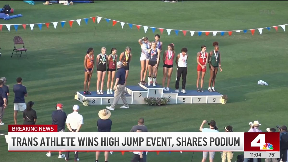 Trans athlete wins high jump event, shares podium – NBC Los Angeles