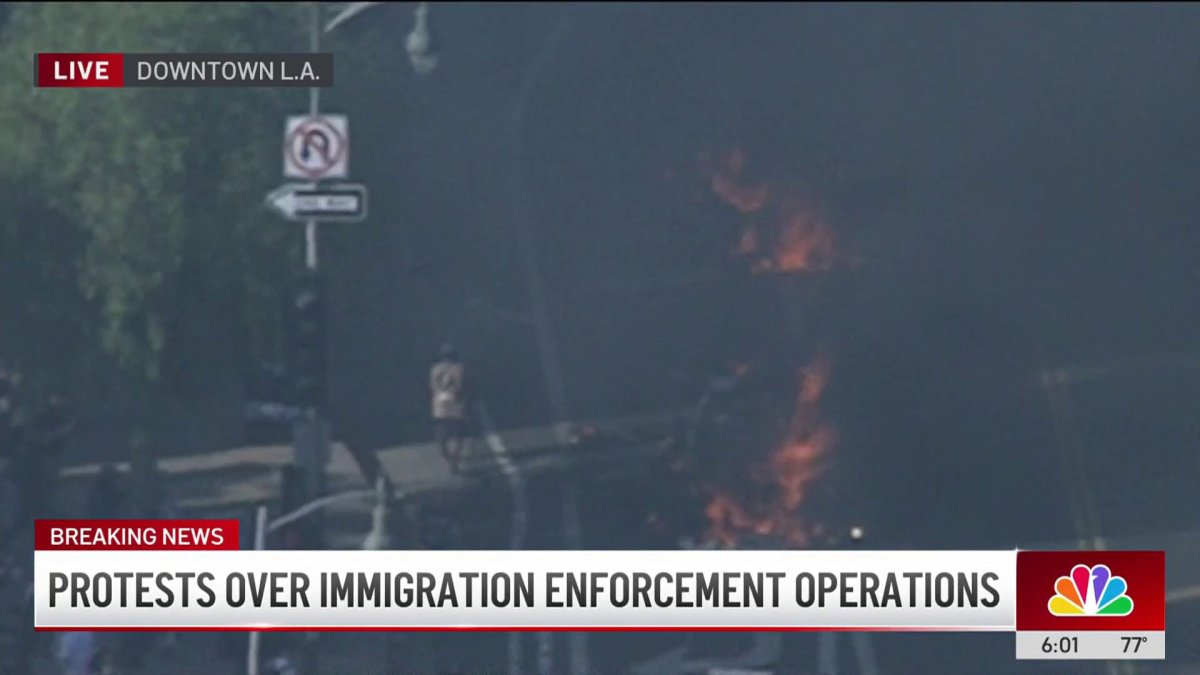 Protesters take over downtown freeways, Waymo cars set on fire – NBC ...