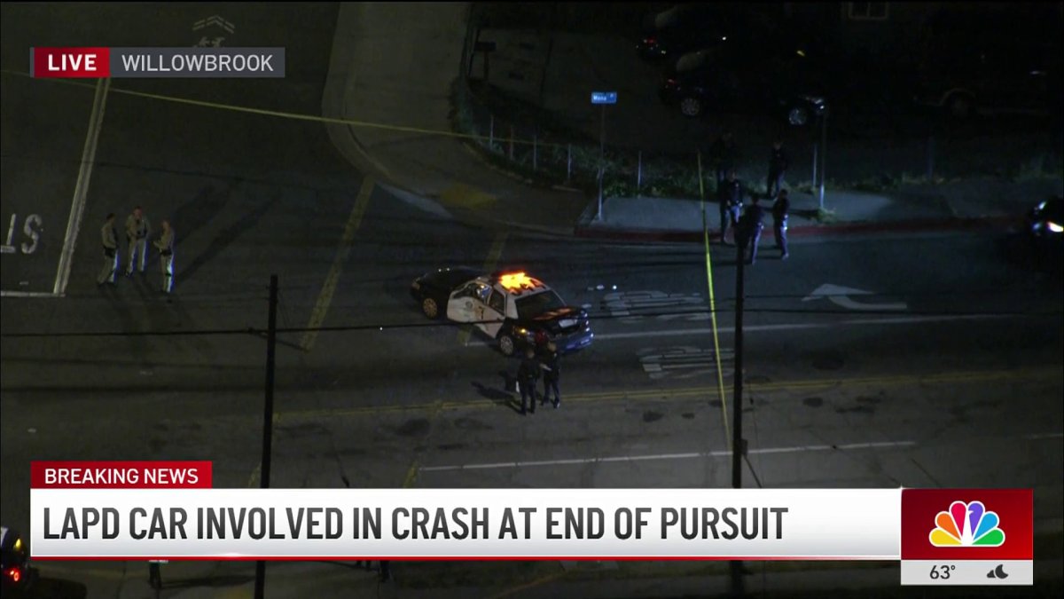 LAPD car involved in crash at the end of pursuit in Willowbrook – NBC ...