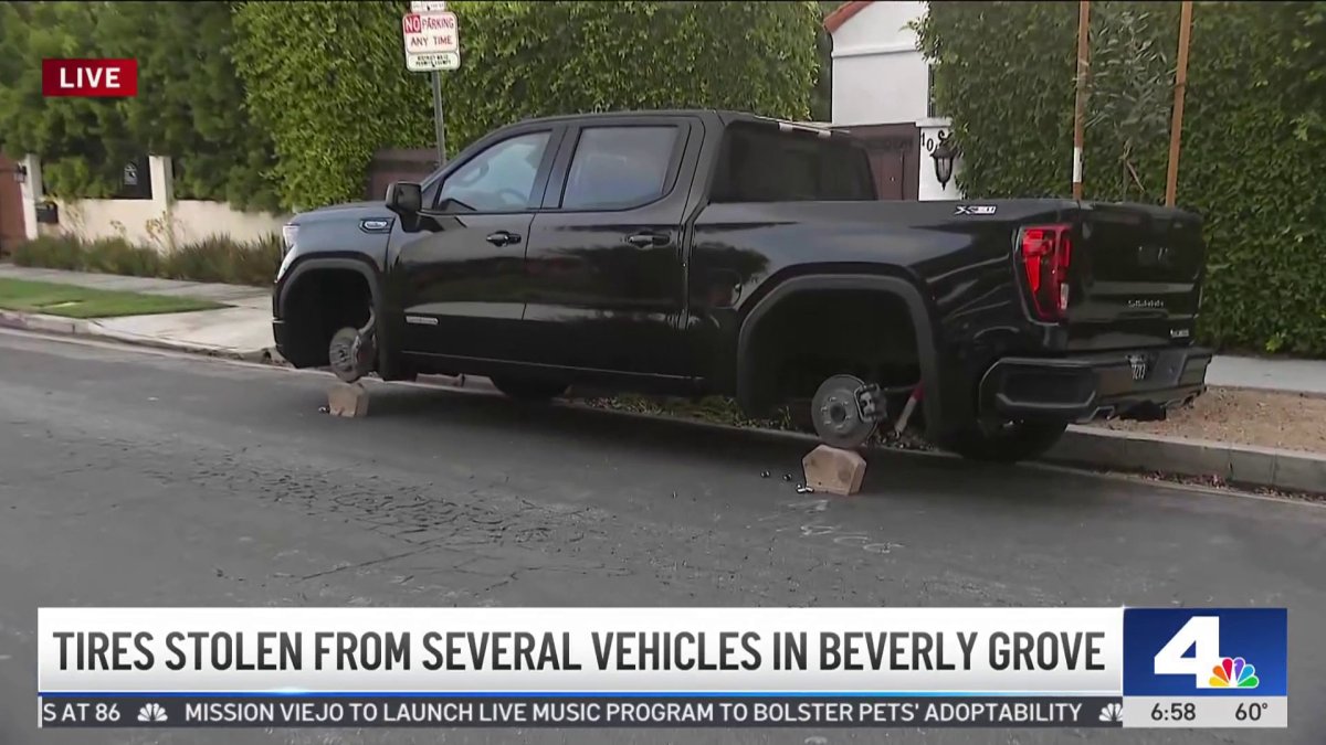 Tires stolen from several vehicles in Beverly Grove – NBC Los Angeles
