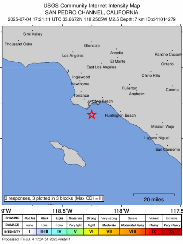 Magnitude-2.5 earthquake reported off San Pedro – NBC Los Angeles