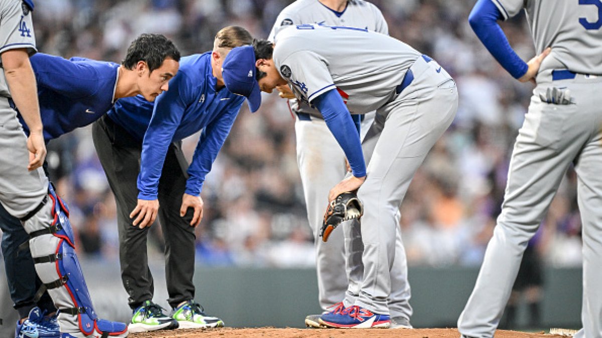 Shohei Ohtani roughed up by Rockies, leaves game after getting hit on ...