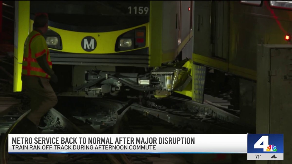 Metro service restored following derailment disruption – NBC Los Angeles