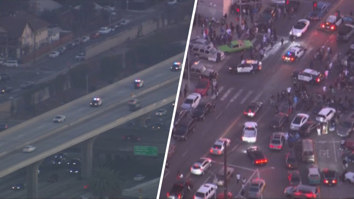 Police pursuit of assault suspects ends near large car meet in South LA ...