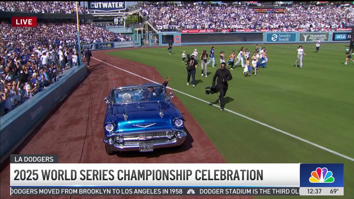 Ice Cube arrives at Dodger Stadium with World Series trophy – NBC Los ...