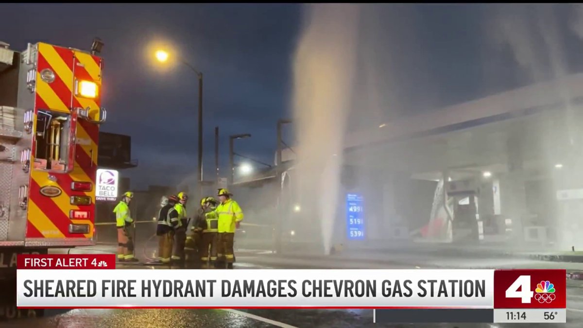 Geyser damages gas station after car crashes into fire hydrant – NBC ...