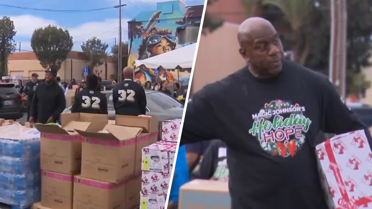 Magic Johnson gives away free food and gifts in Inglewood – NBC Los Angeles