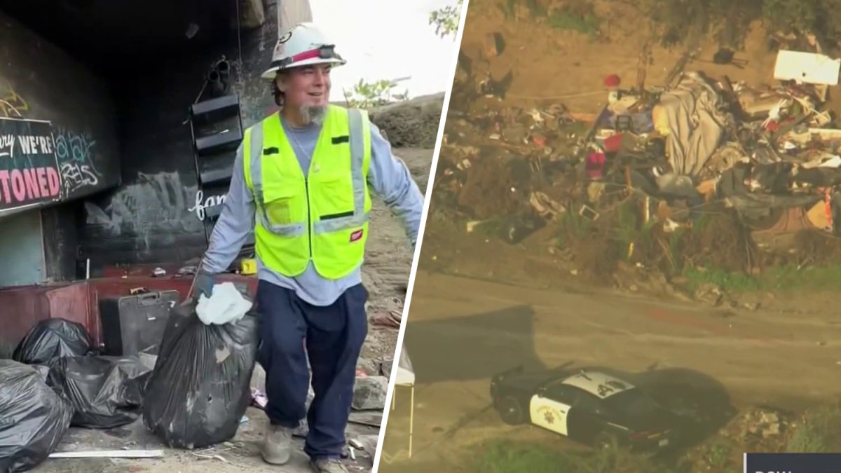 Homeless encampment cleared from under freeway in Long Beach – NBC Los ...