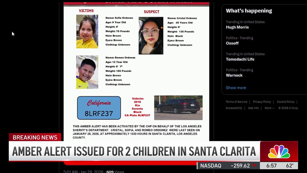 Amber Alert issued for 2 children in Santa Clarita – NBC Los Angeles