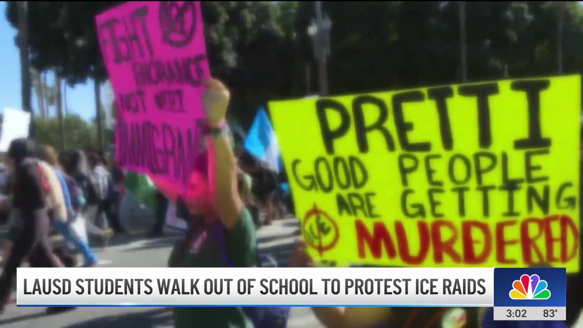 LAUSD students walk out classroom to protest ICE crackdowns – NBC Los ...
