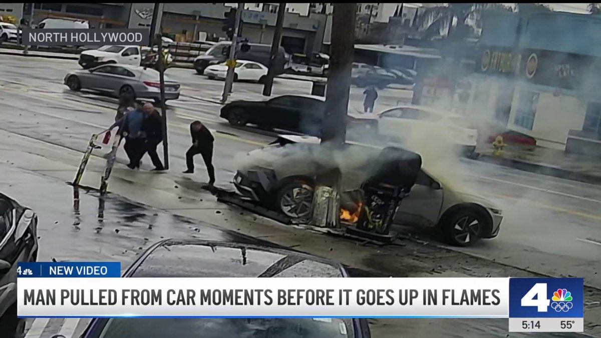 Good Samaritans pulls man out of car after fiery crash in North ...