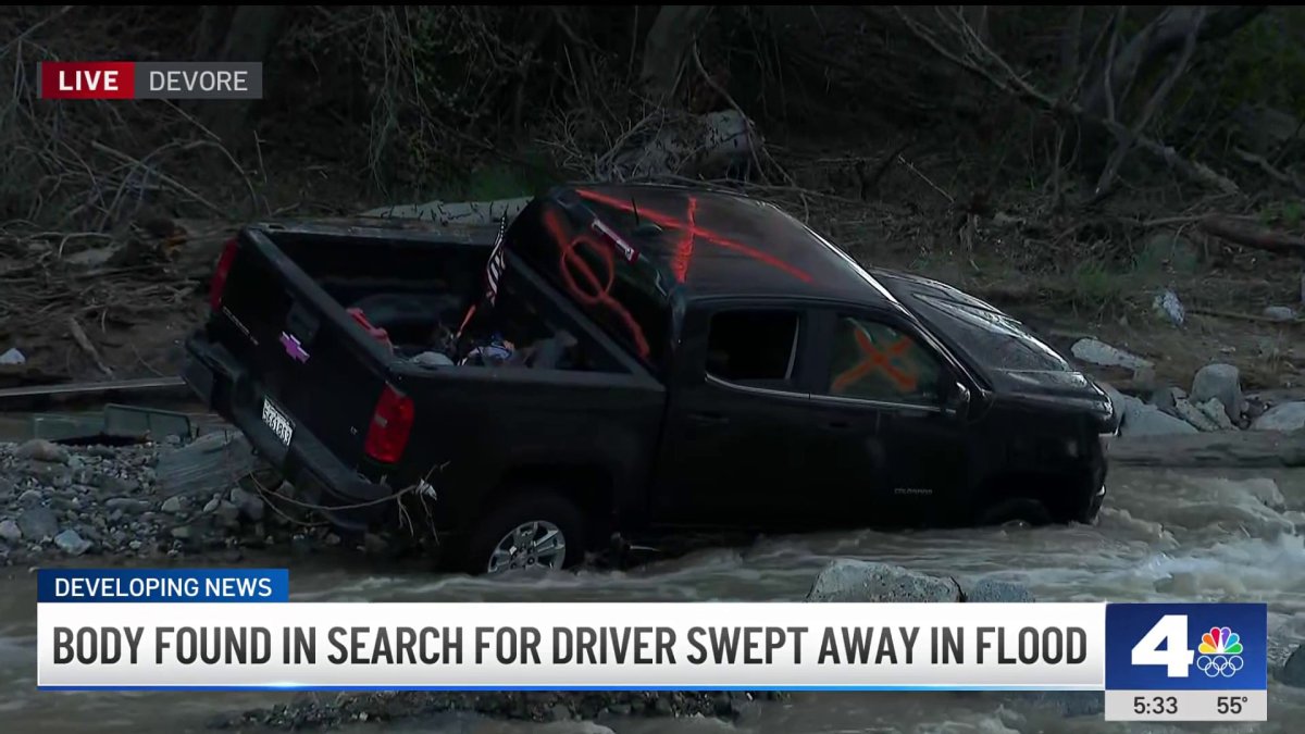 Driver swept away in flood found dead in Devore – NBC Los Angeles