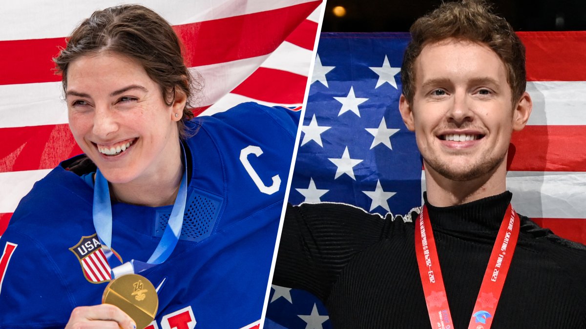 U.S. Closing Ceremony flag bearers are Hilary Knight and Evan Bates ...