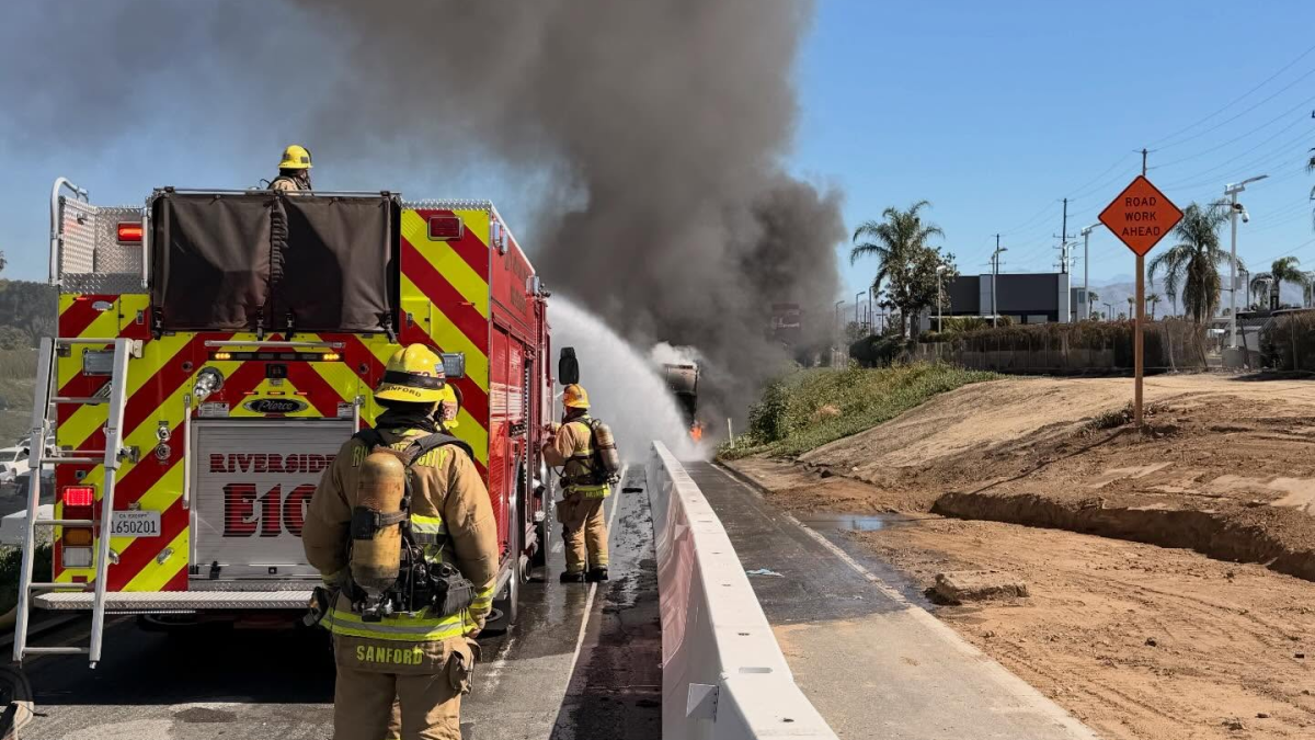 Flames rip through trash truck in Riverside – NBC Los Angeles