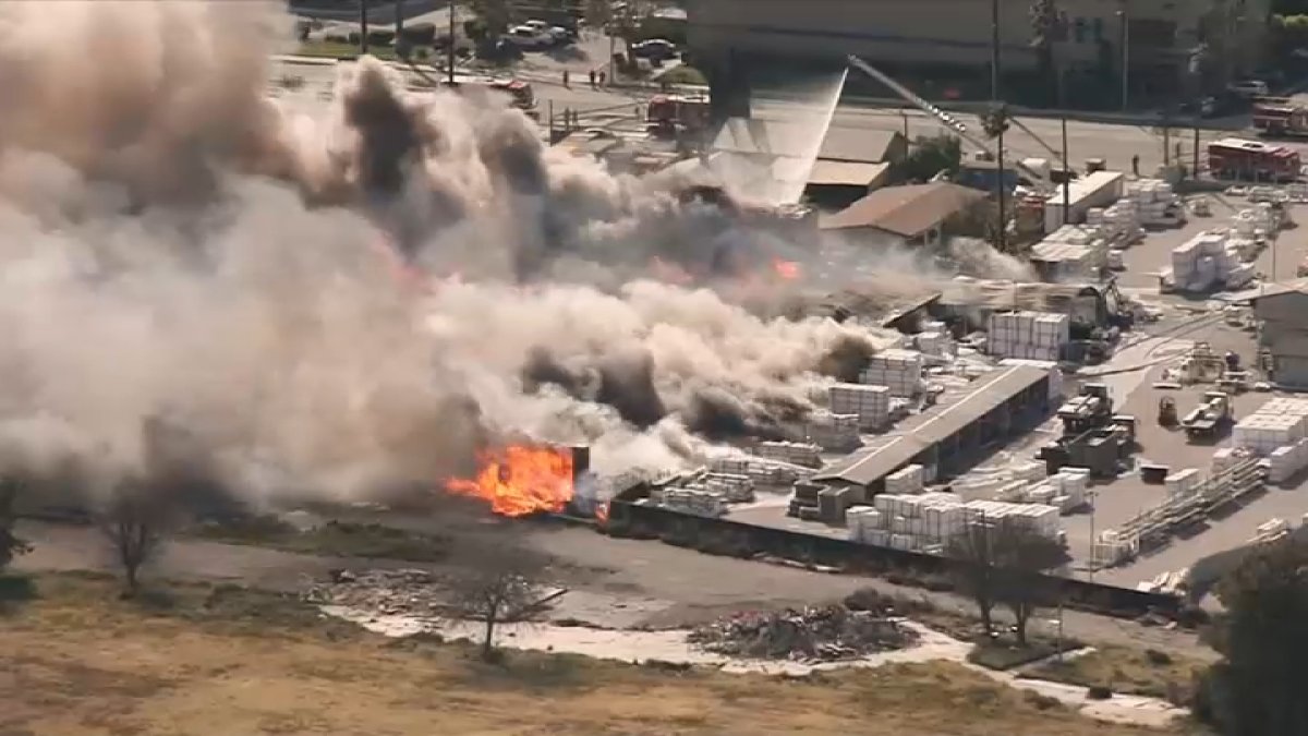 Riverside firefighters battle four-alarm fire at pallet yard – NBC Los ...